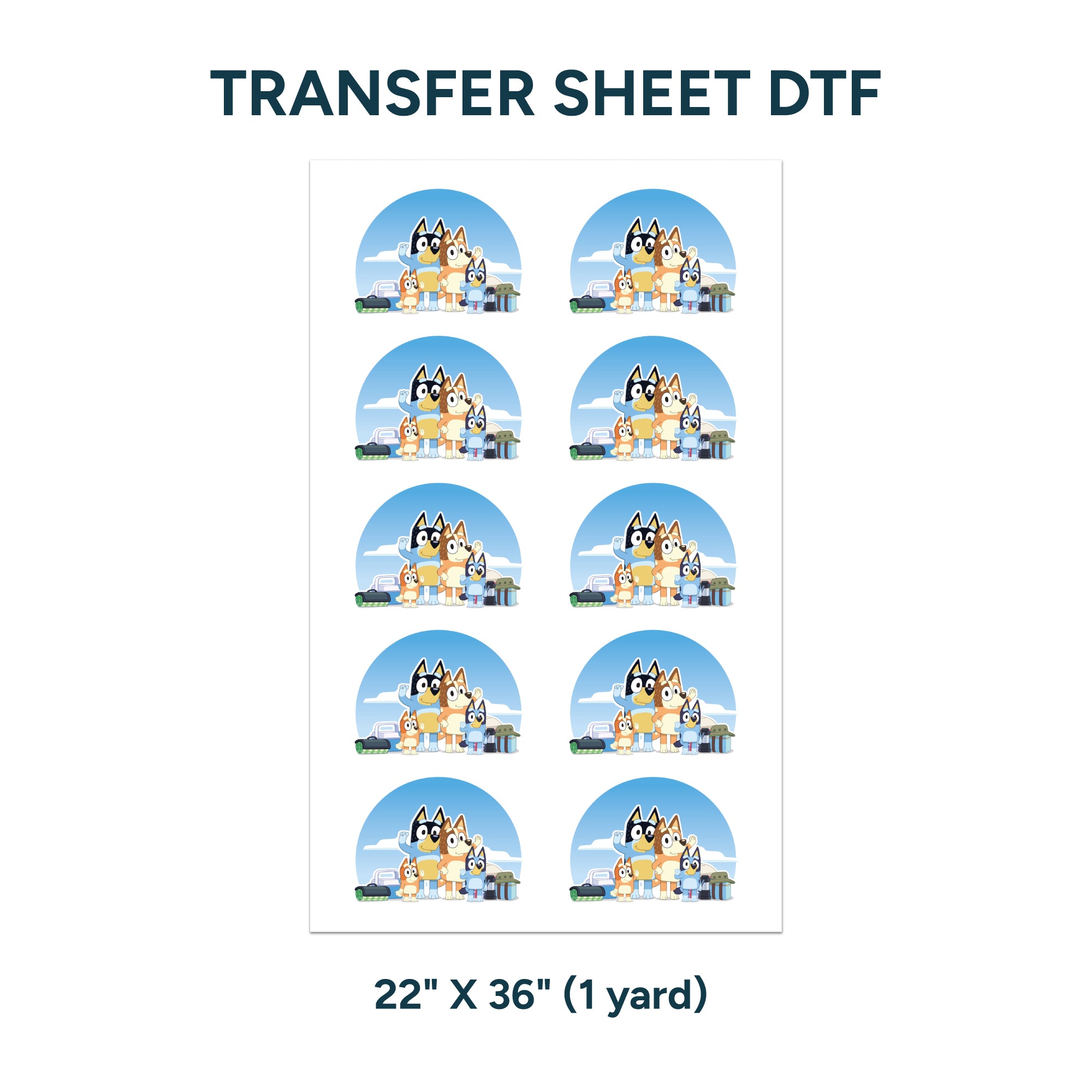 Printed DTF Sheets by Yards - Bluey design 1