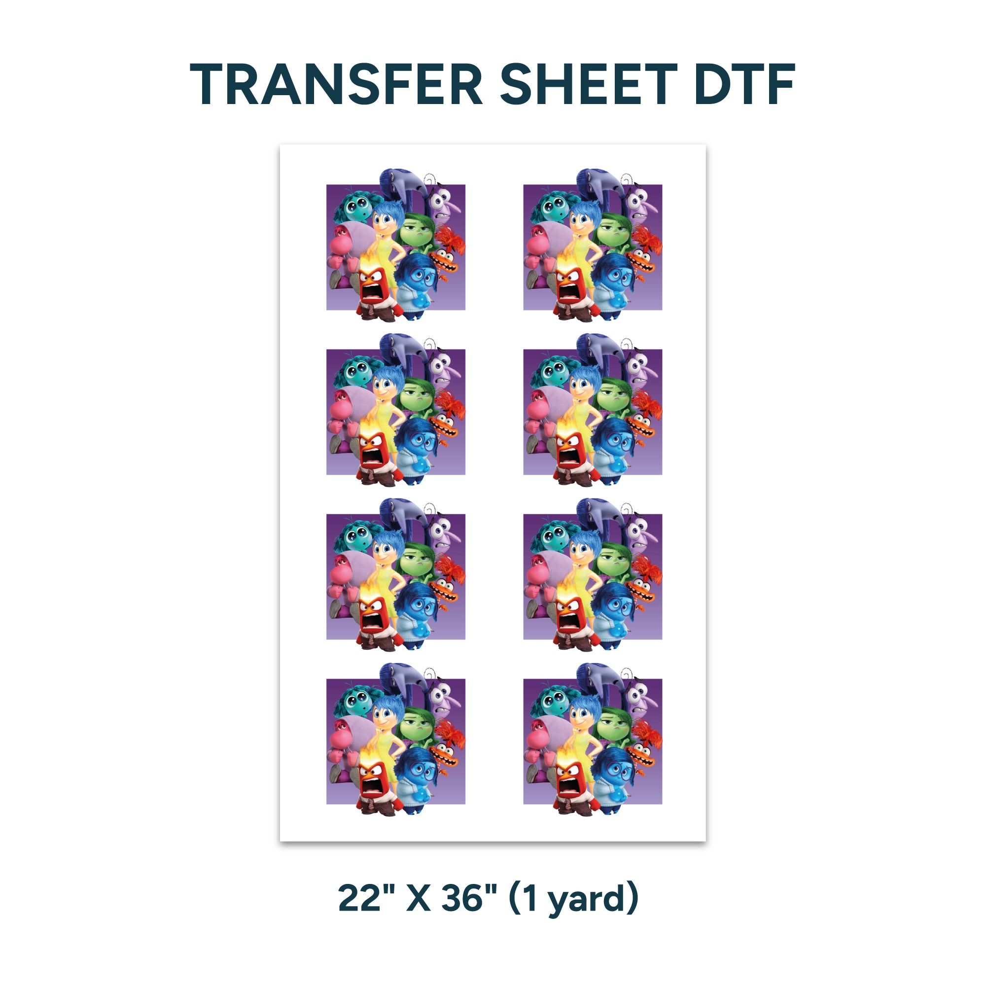 Printed DTF Sheets by Yards - Inside Out design 2