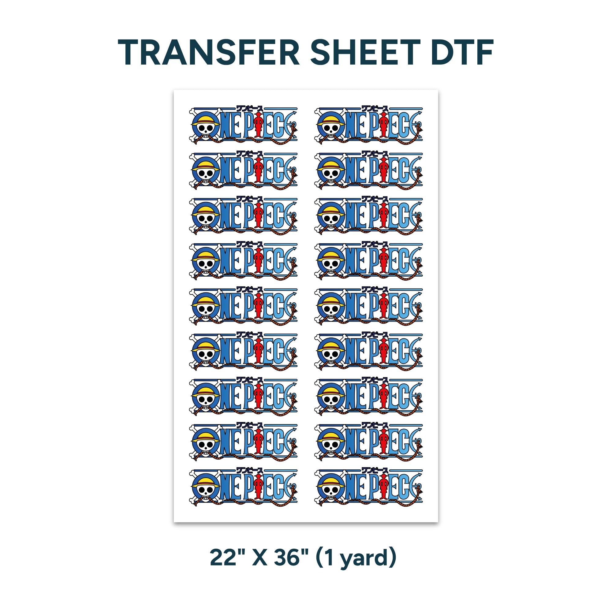 Printed DTF Sheets by Yards - One Piece Logo